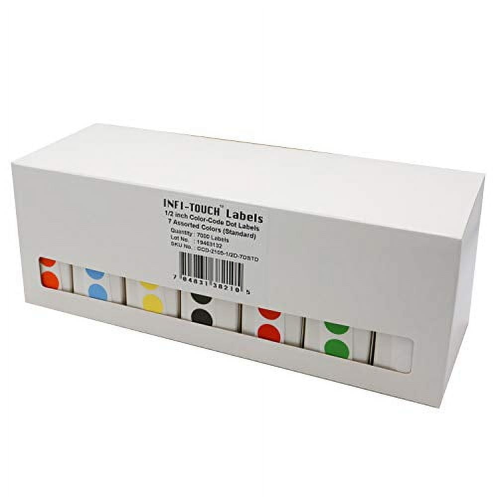 Infi-Touch Fluorescent 1/2" Dot Label Kit -7 Assorted Colors Dispenser ...