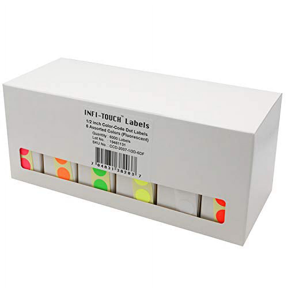 Infi-Touch Fluorescent 1/2 inch Color-Code Dot Label Kit - 6 Assorted ...