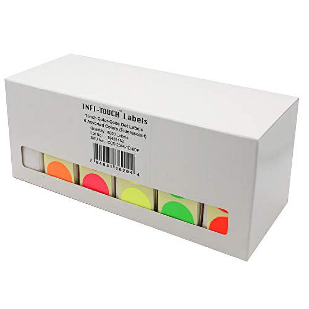 Infi-Touch Fluorescent 1 inch Color-Code Dot Label Kit - 6 Assorted ...
