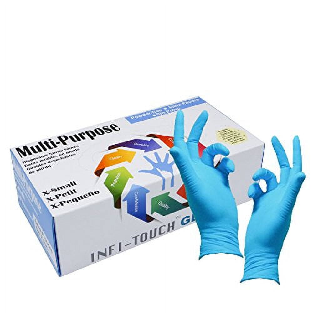 Infi-Touch, Multi Purpose Heavy Duty, Blue Nitrile Gloves, 9.5" Length ...