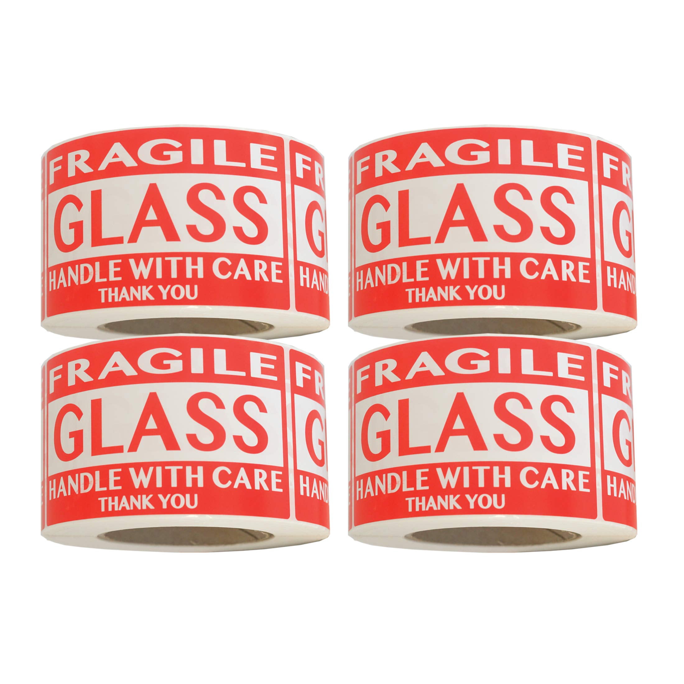 Infi-Touch Red "Fragile Glass Handle with Care Thank You" 2x3 Semi ...
