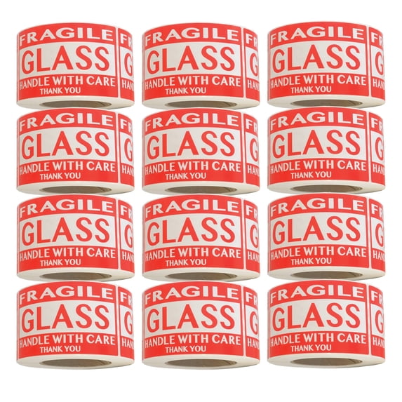 Infi-Touch Red "Fragile Handle with Care Thank You" 2x3 12 Rolls Semi ...