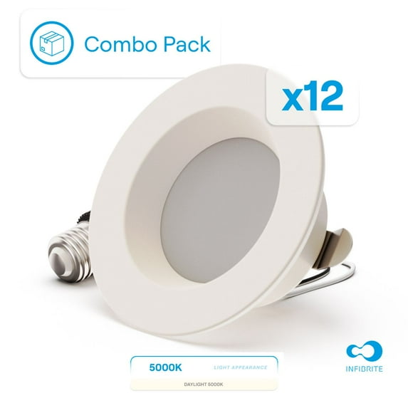 Infibrite 4" Recessed Retrofit LED Downlight, 5000K Daylight, Dimmable ...