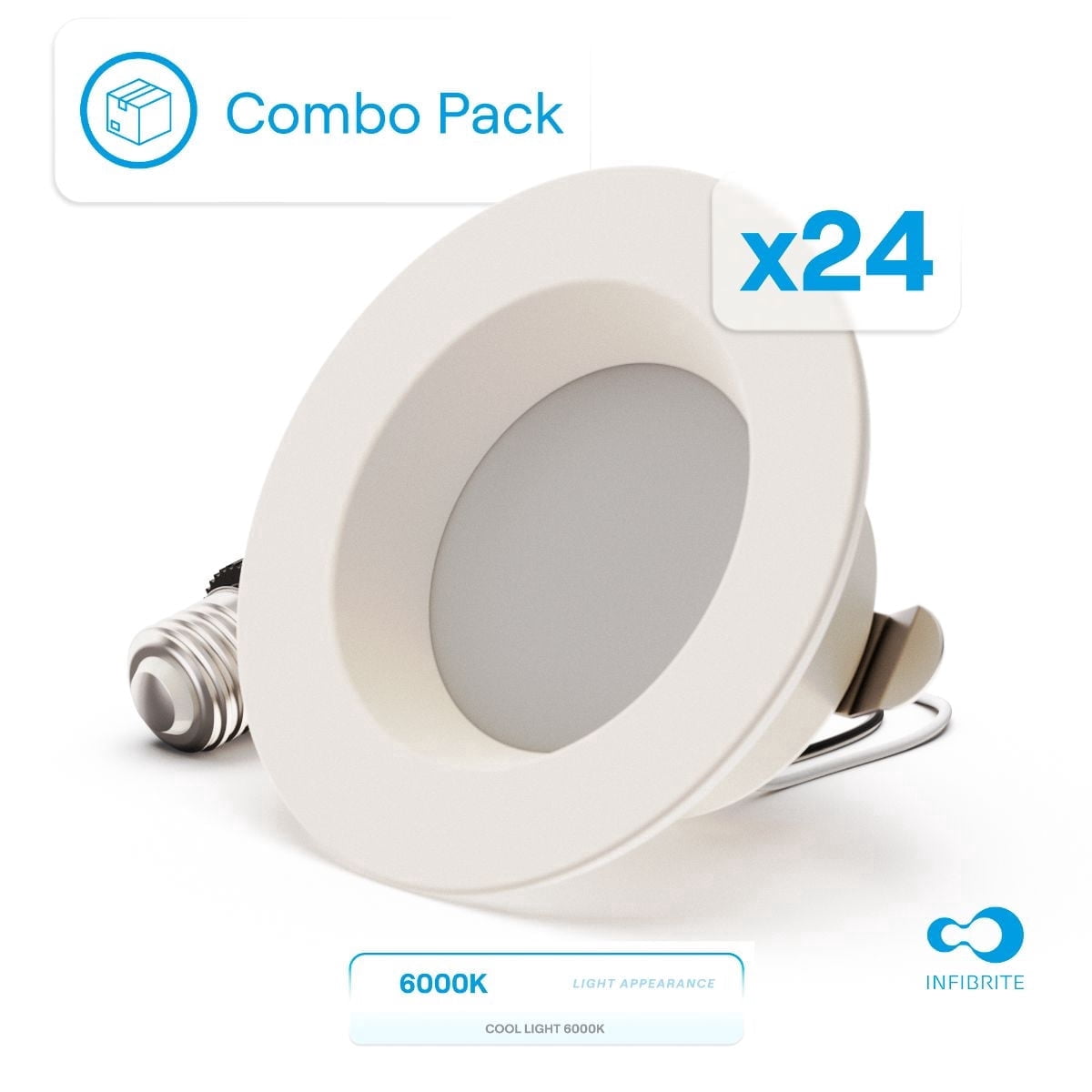 Infibrite 4" Recessed Retrofit LED Downlight, 5000K Daylight, Dimmable ...