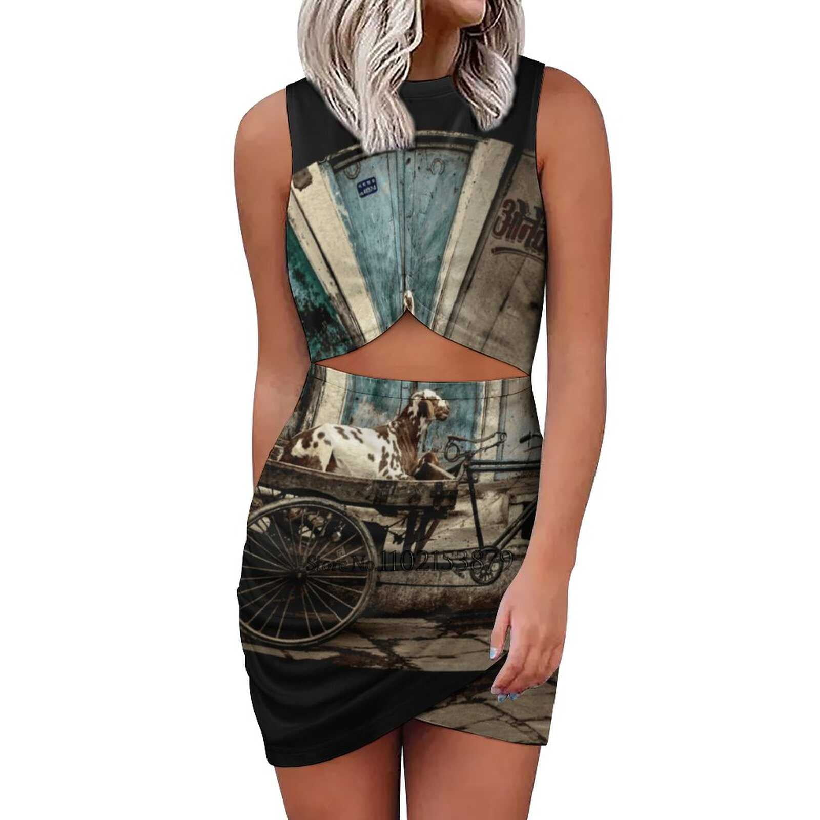 Goat On Wheels Back Lacing Backless Dress Square Neck Dress Fashion ...