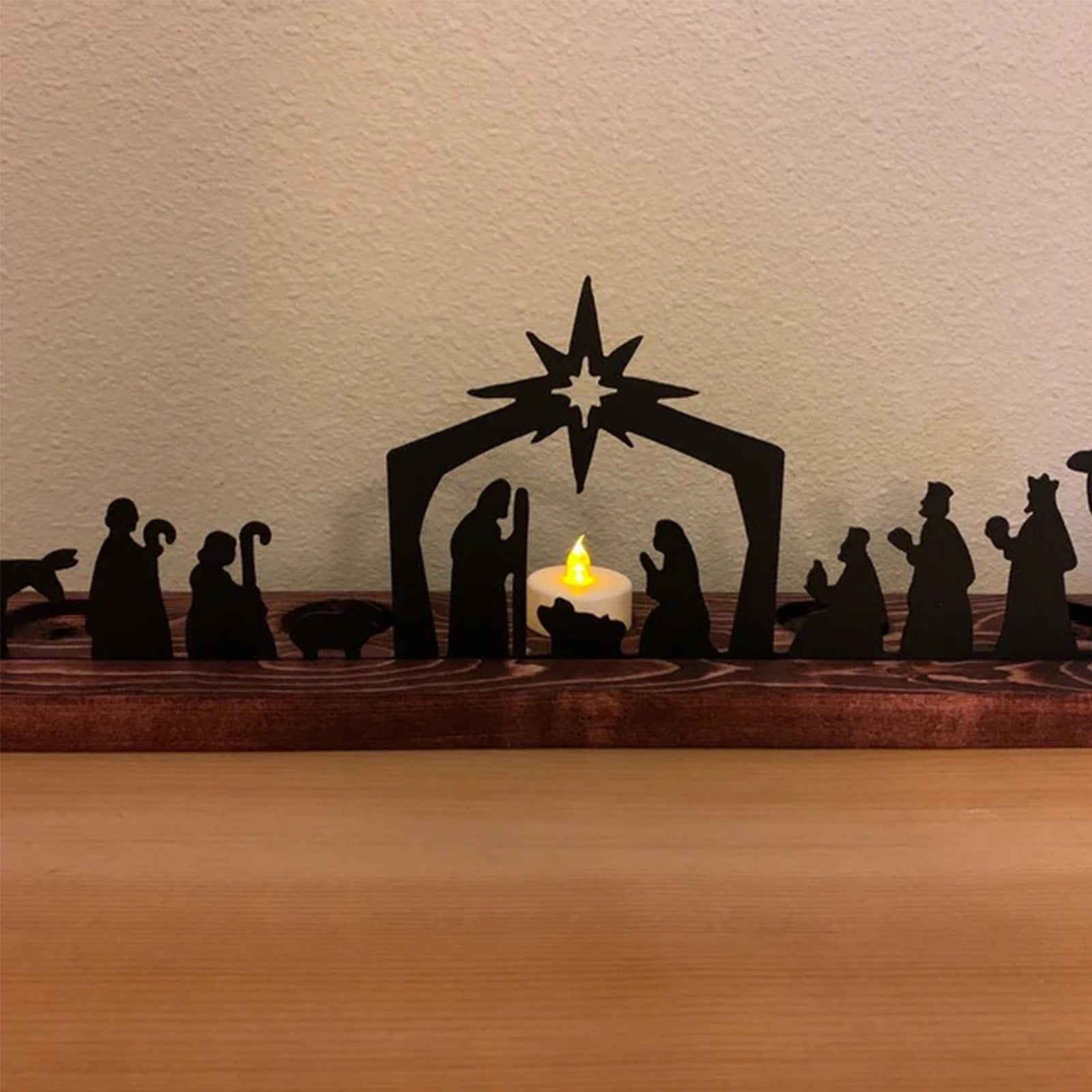 Infidev Indoor Black Metal Nativity Set, Christmas Table Decoration ...