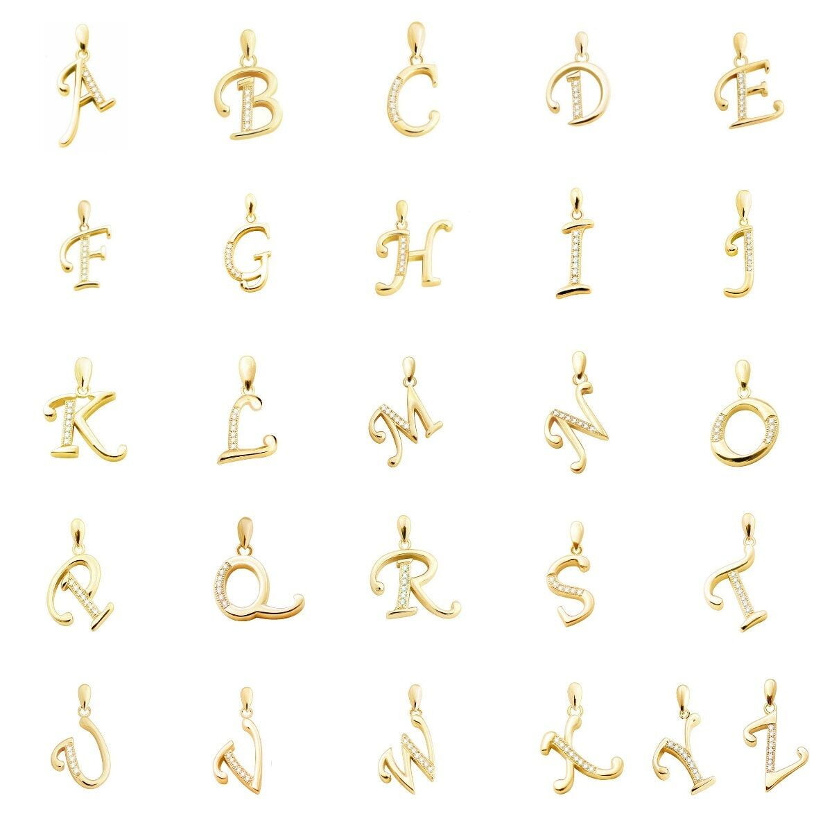 Infinique Creations - 14K Gold Over 925 Sterling Silver Alphabet ...