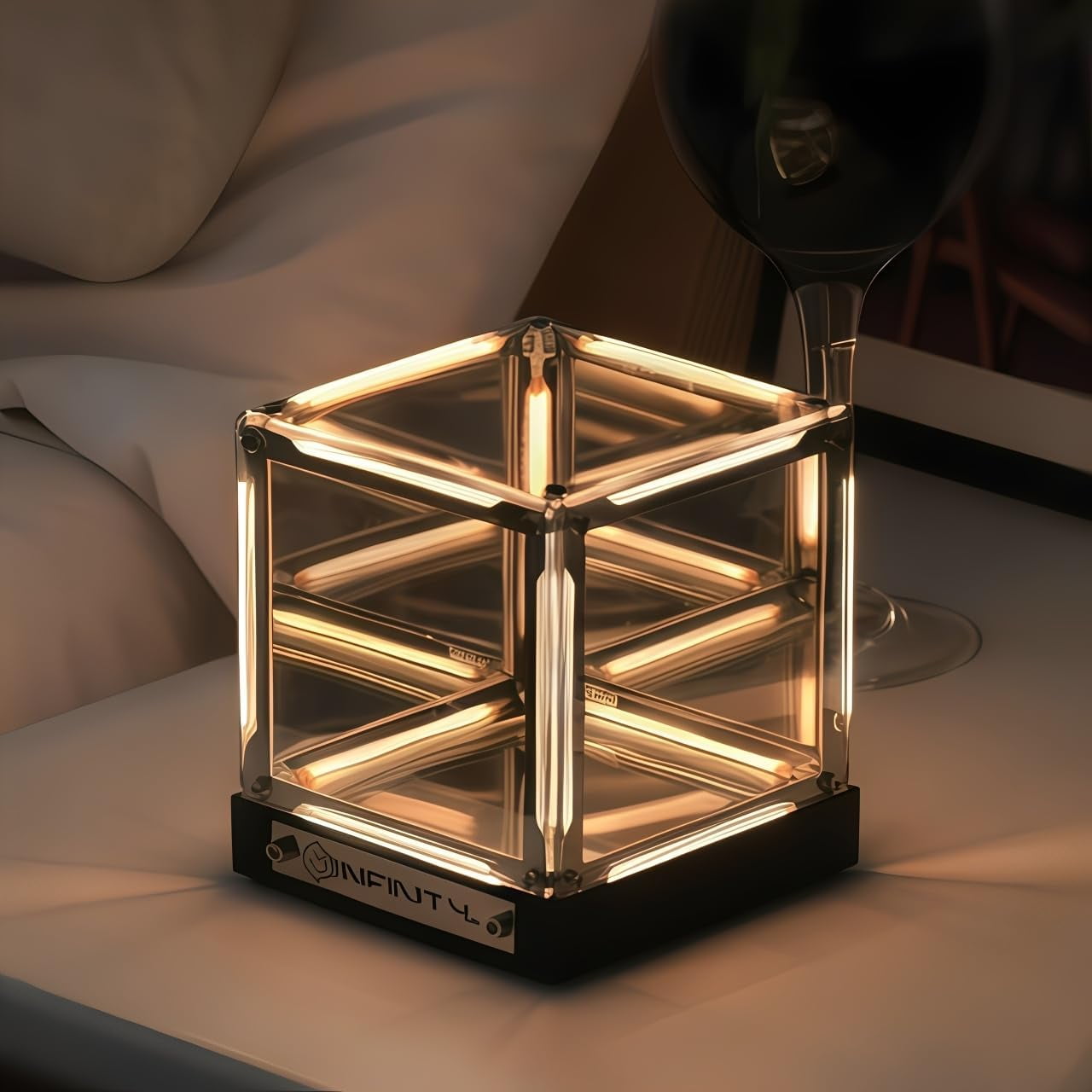 Infinite Abyss Mirror Cube Lamp, Warm White LED 3D Tunnel Optical ...