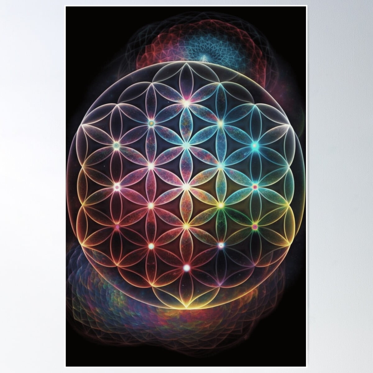 Infinite Harmony, Gentle Sacred Geometry Flower Of Life Art Poster Wall ...