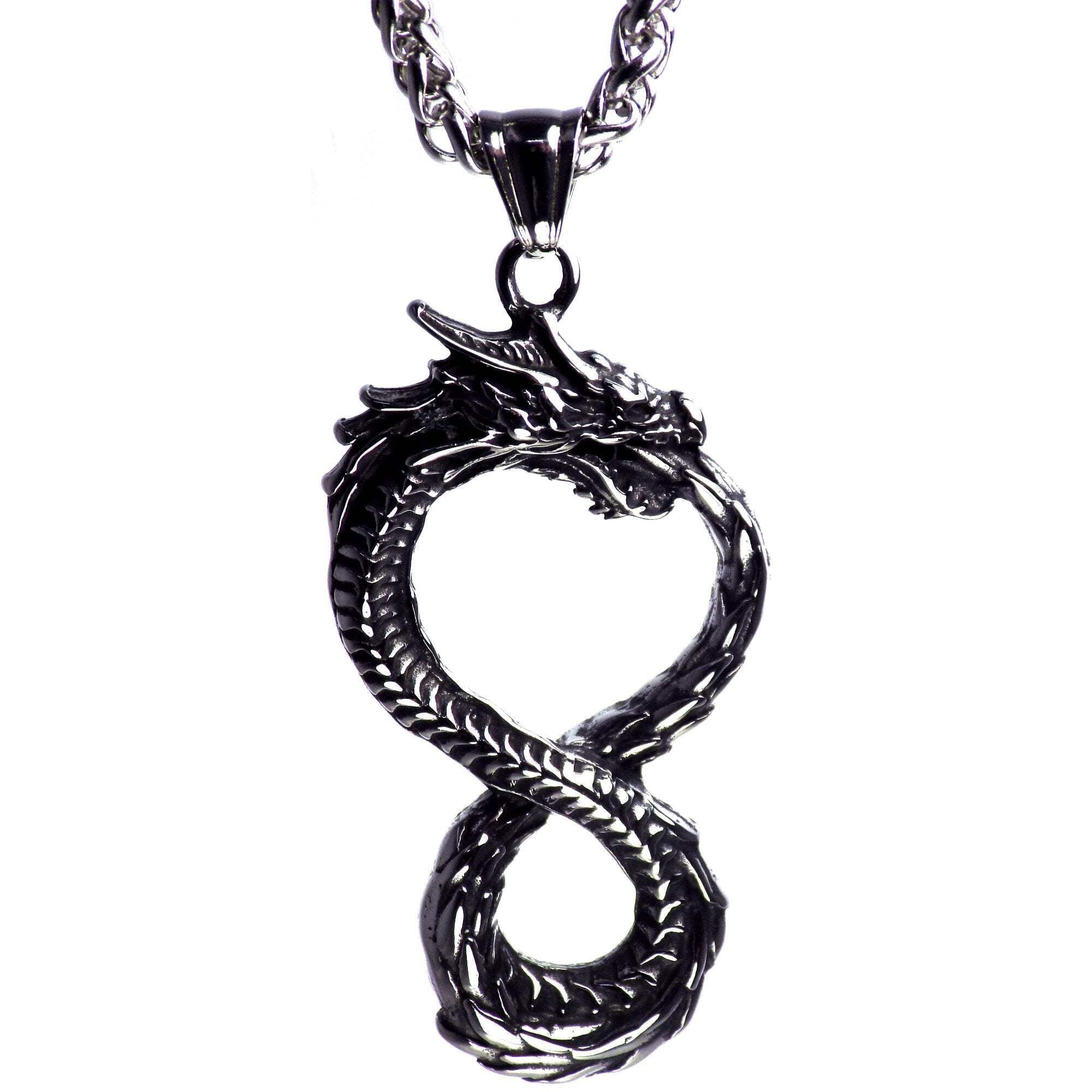 Infinite Ouroboros Necklace 316L Surgical Stainless Steel Infinity ...
