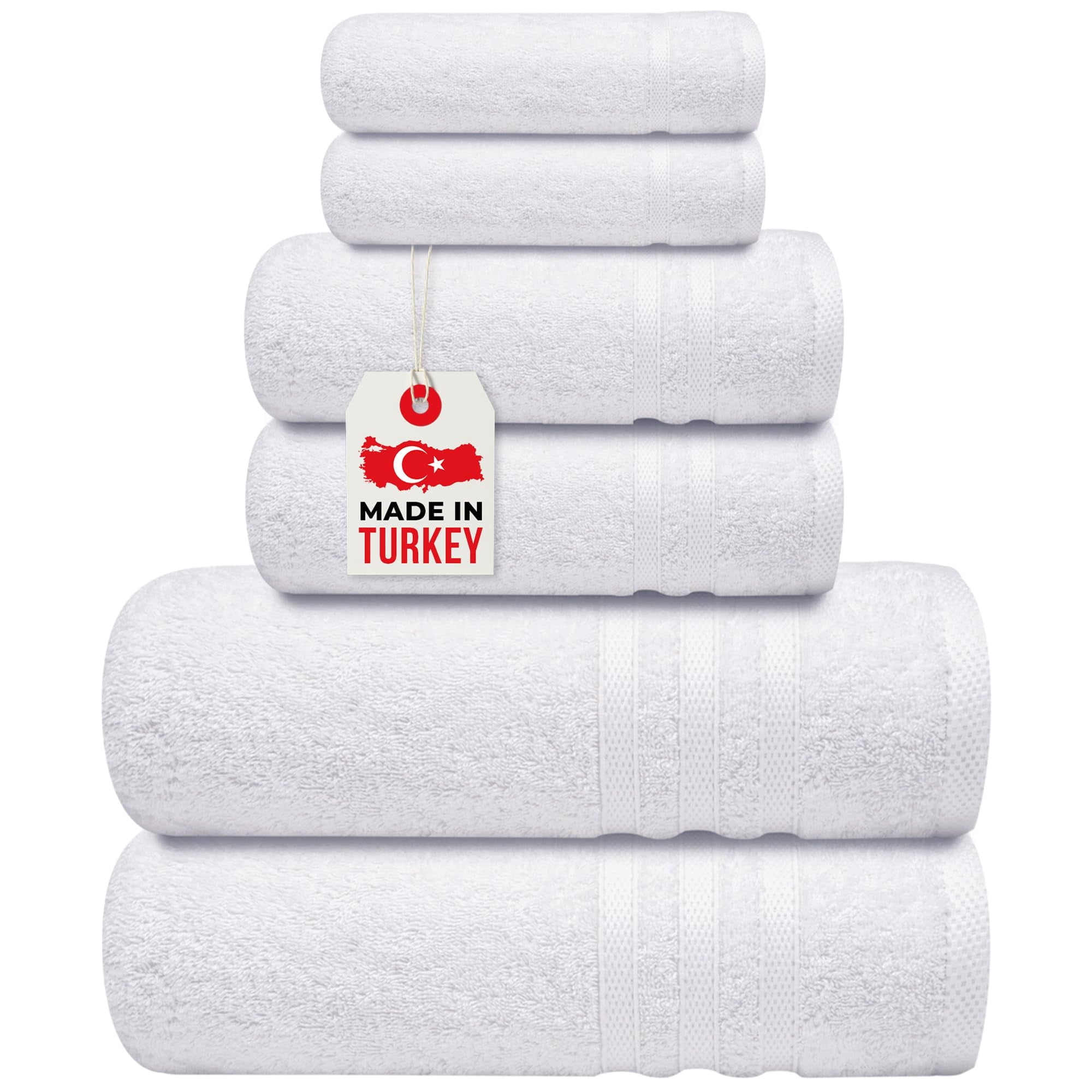 Infinitee Xclusives 100% Turkish Cotton Towel Set of 6, 2 Bath, 2 Hand ...