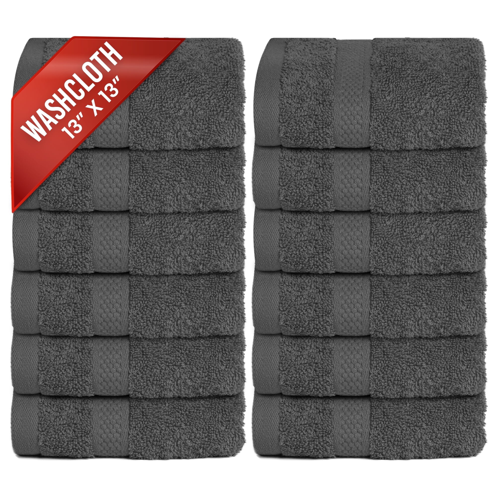 Infinitee Xclusives 12 Pack Premium Dark Gray Soft Wash Cloths and Face ...