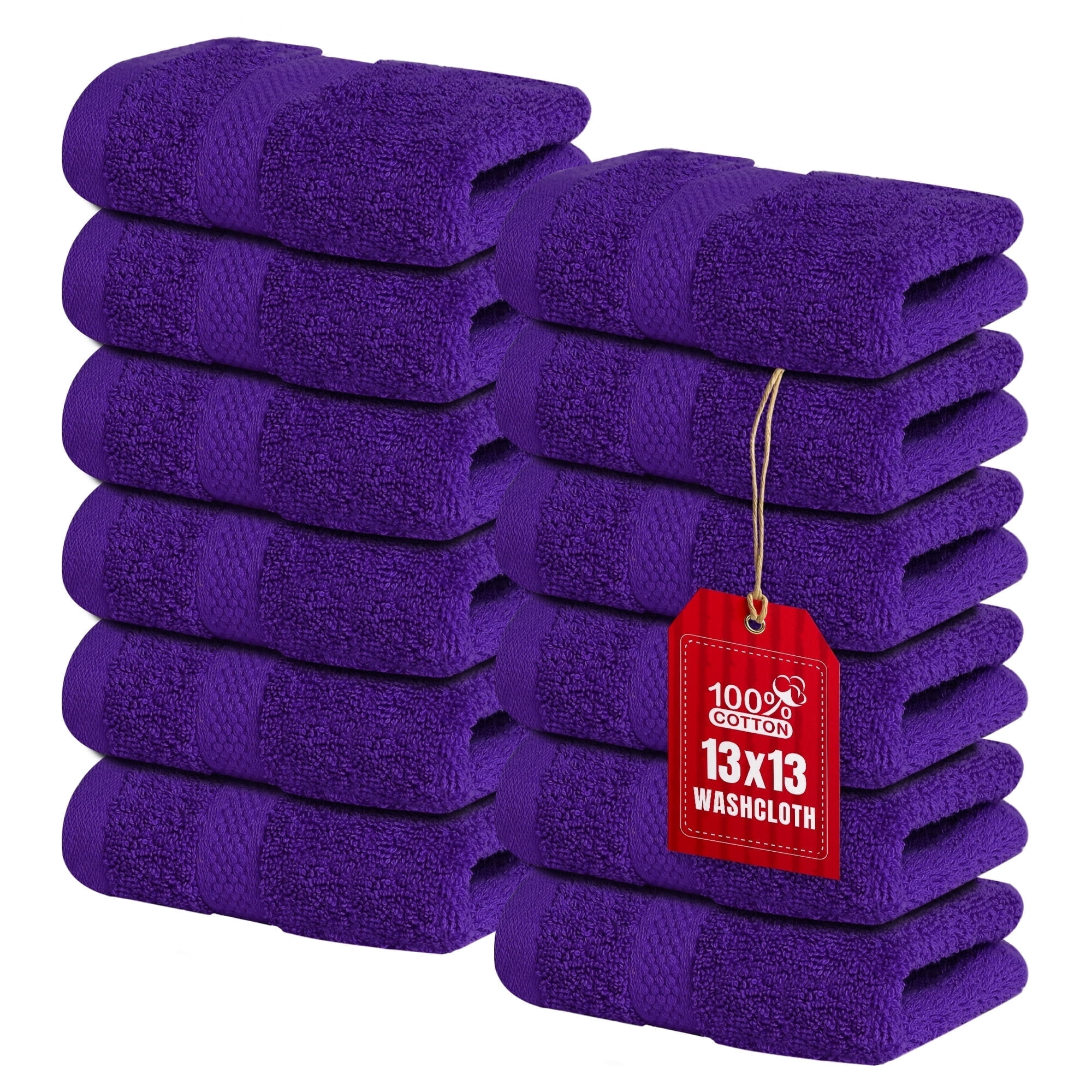 Infinitee Xclusives 12 Pack Premium Purple soft Wash Cloths and Face ...