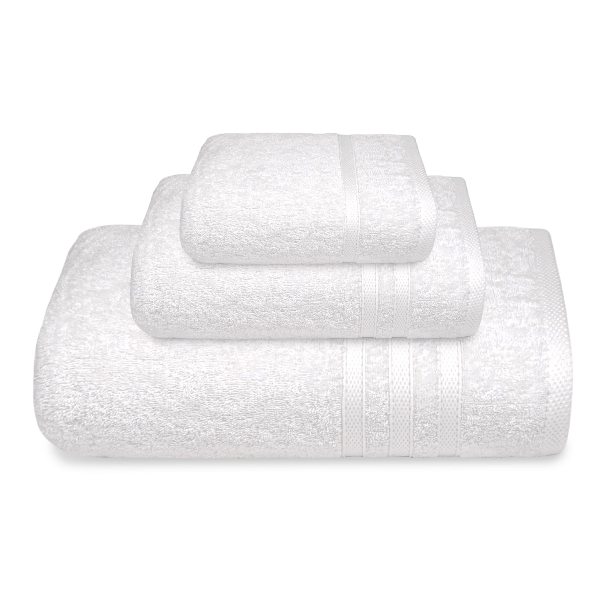 Infinitee Xclusives 3-Piece White Bath Towel Set - Turkish Cotton - 1 ...