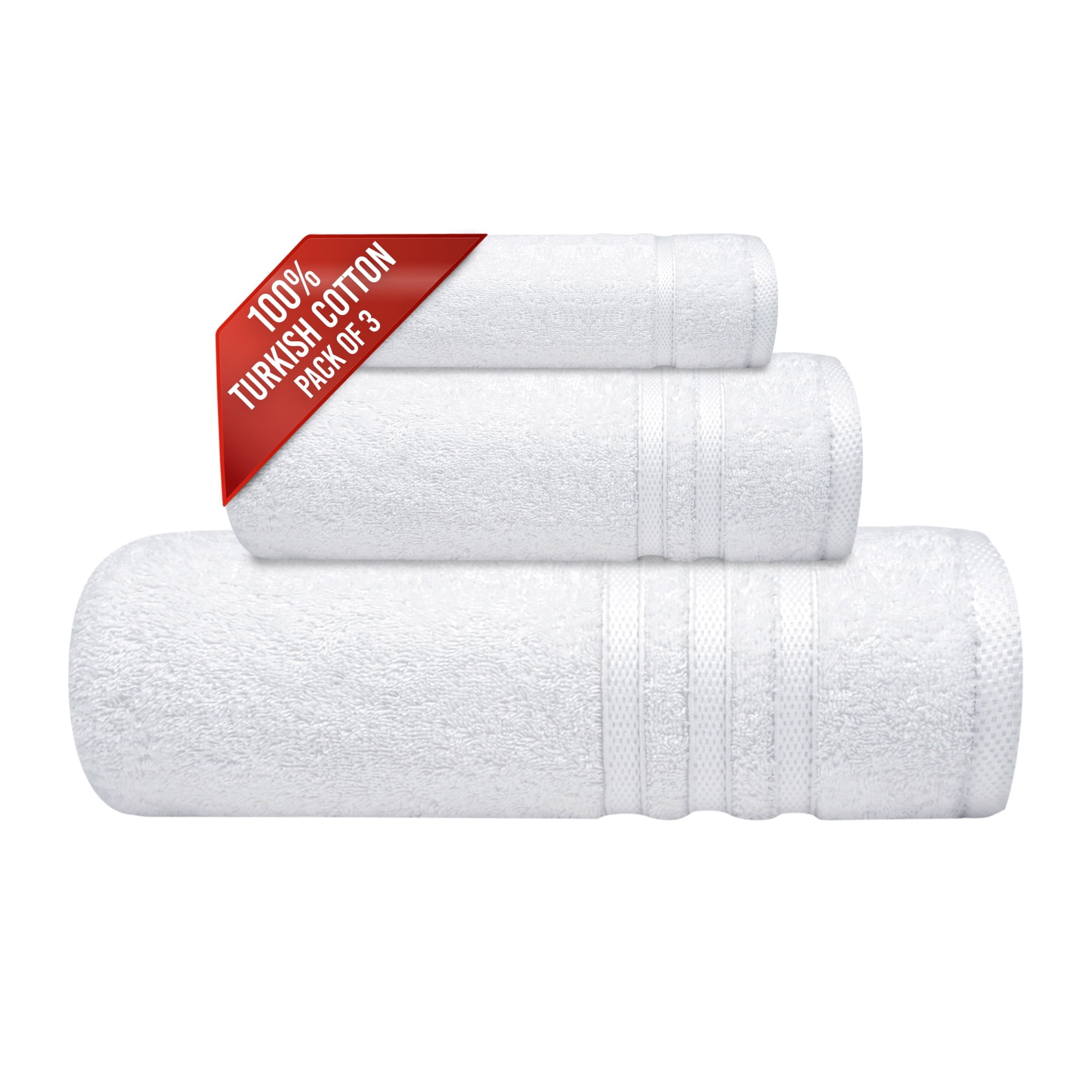 Infinitee Xclusives 3-Piece White Bath Towel Set - Turkish Cotton - 1 ...