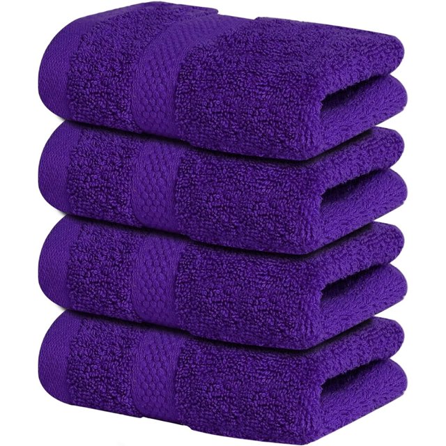 Infinitee Xclusives 4 Pack Premium Purple WashCloth and Face Towels ...
