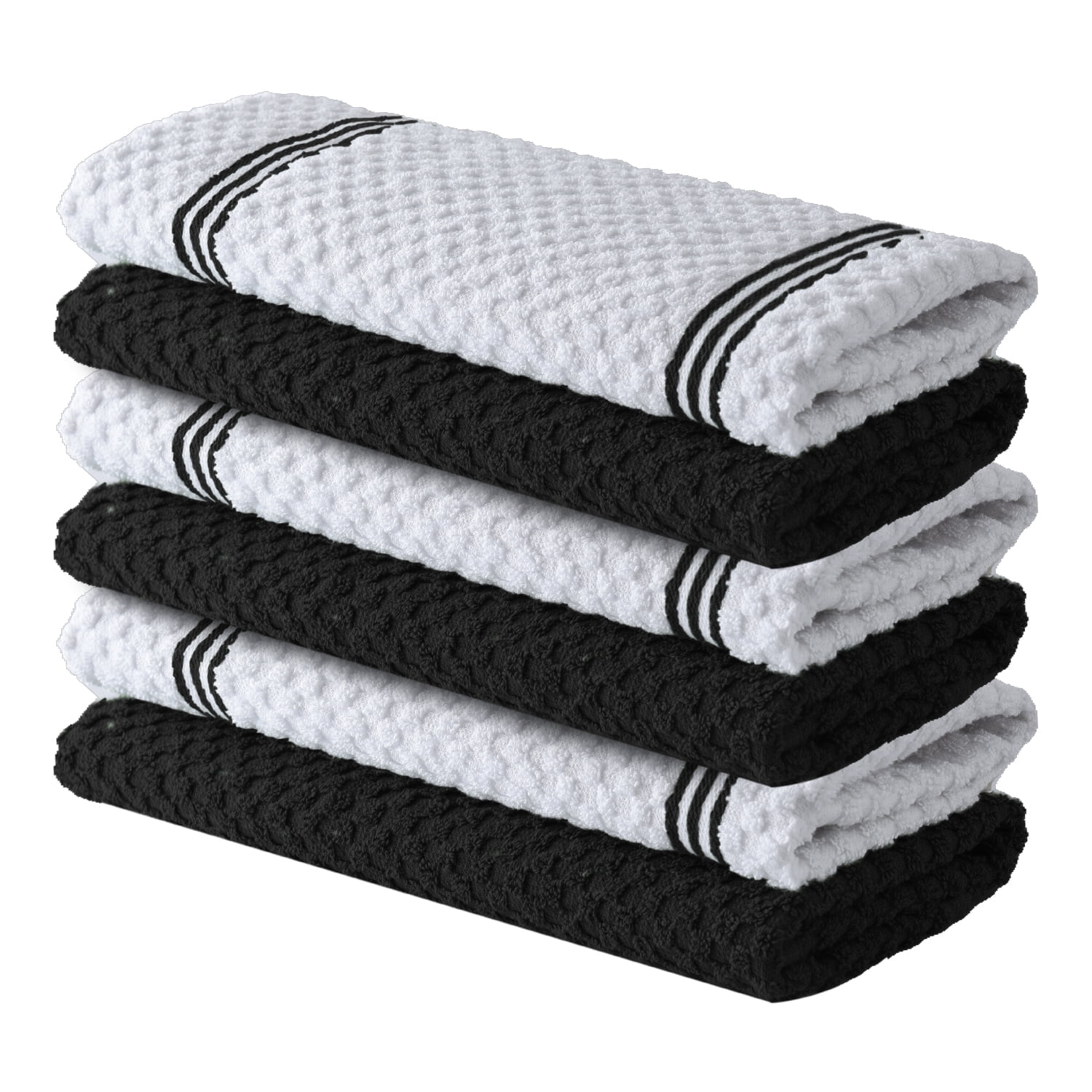 Infinitee Xclusives Black Kitchen Towel Pack of 6 - 100% Cotton - 15x25 ...