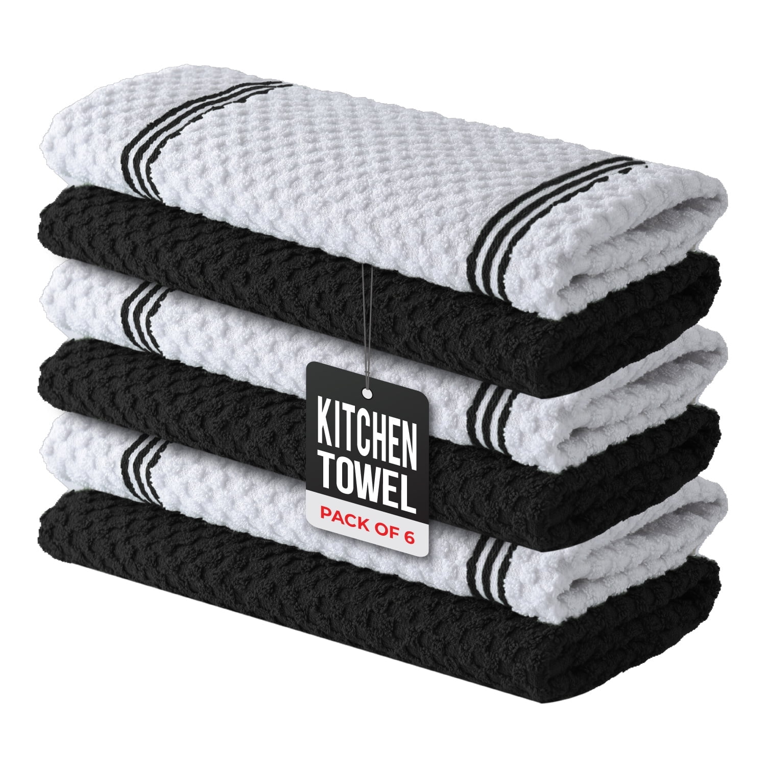 Infinitee 100% Cotton Premium Quality Kitchen Towels, Pack of 6, 15x25 ...