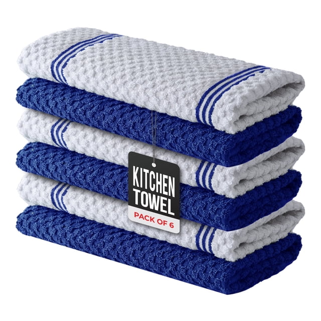 Infinitee Xclusives Blue Kitchen Towel Pack of 6 - 100% Cotton - 15x25 ...
