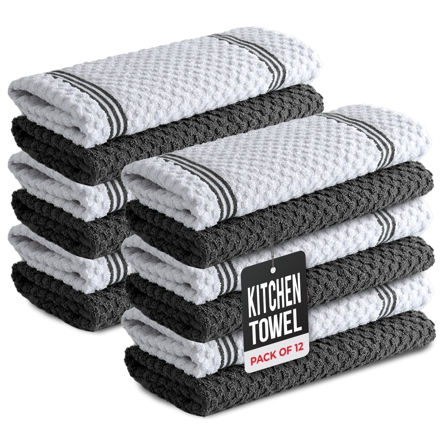 Infinitee Xclusives Dish Terry Cloth Kitchen Towel 12 Pack - 100% ...