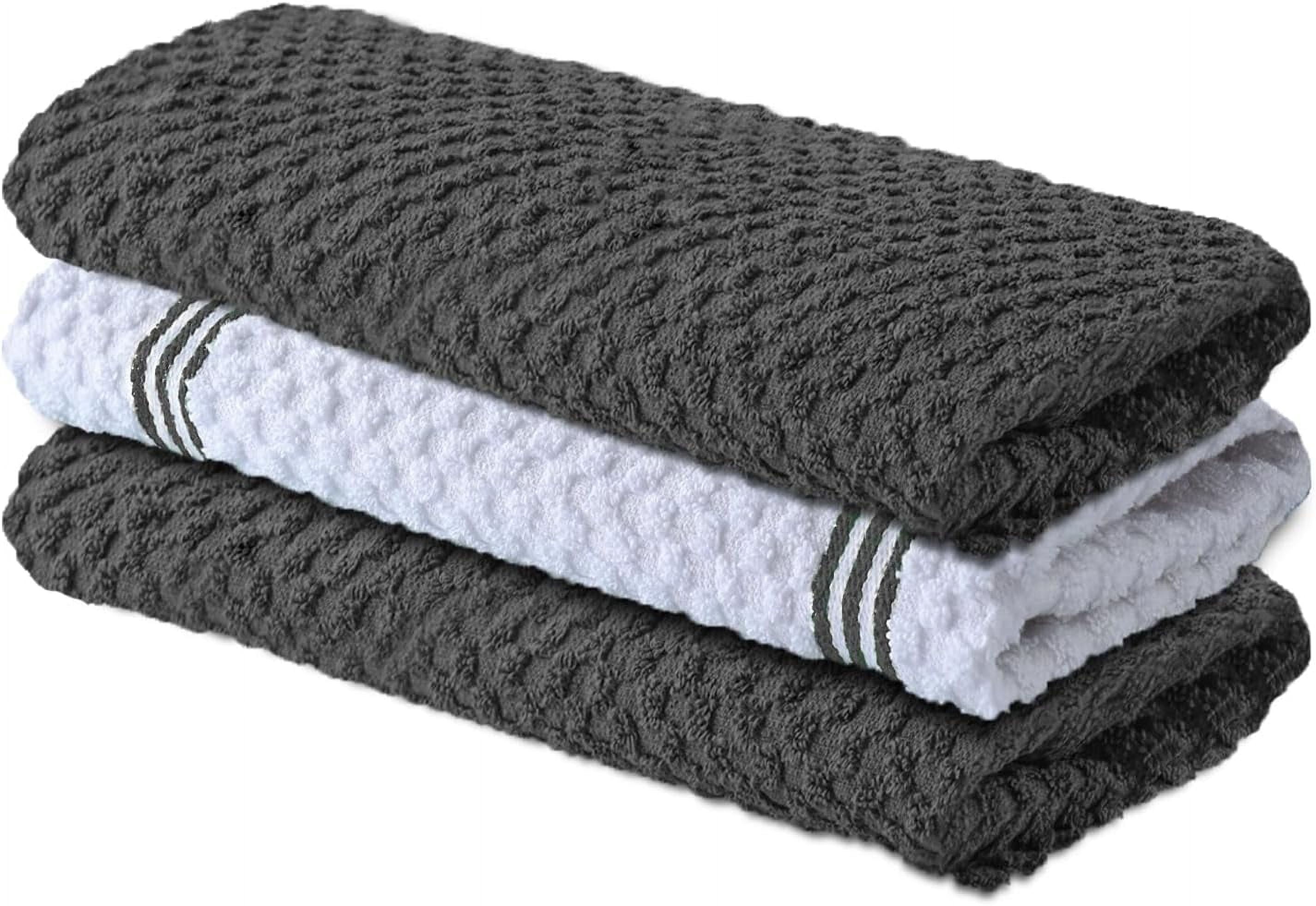 Infinitee Xclusives Gray Kitchen Towel Pack of 3 - 100% Cotton - 15x25 ...