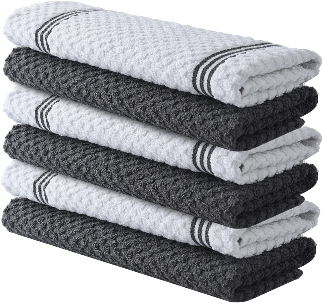 Infinitee Xclusives Gray Kitchen Towel Pack of 6 - 100% Cotton - 15x25 ...