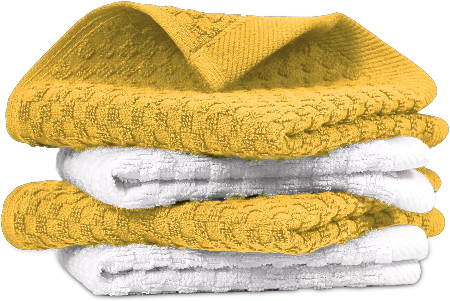 Infinitee Xclusives Premium Dish Cloth - Yellow [Pack of 4] 100% Cotton ...