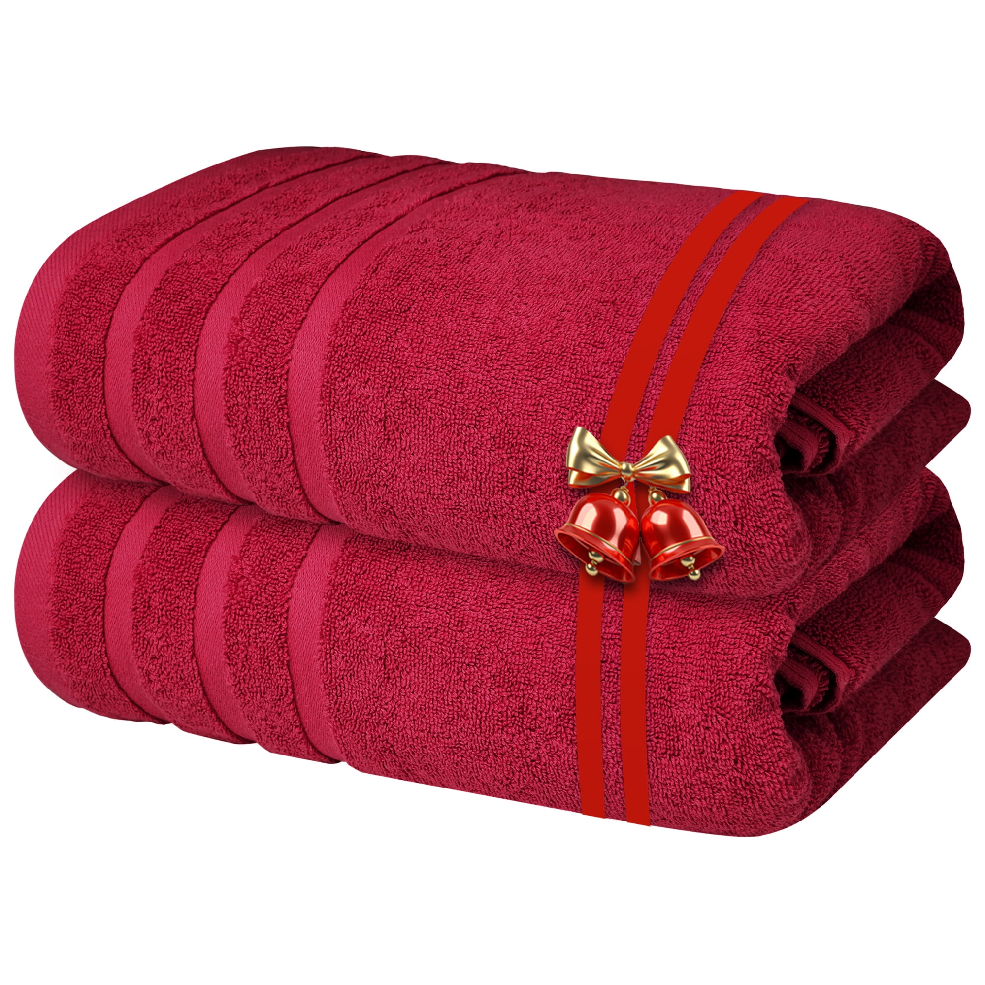 Infinitee Xclusives Premium Intimate Red Bath Towels - Pack of 2 - 27 x ...