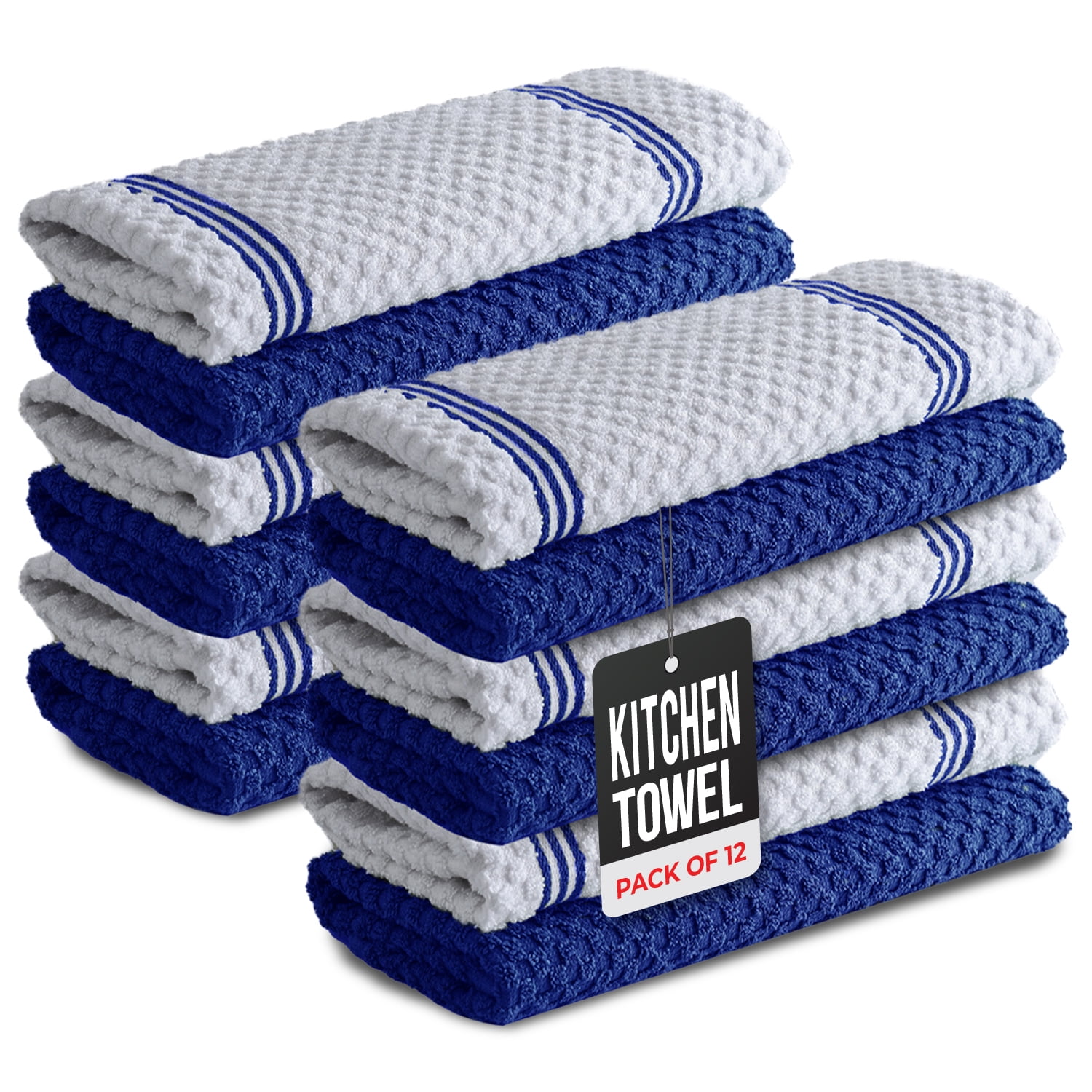 Infinitee Xclusives Blue Kitchen Towel Pack of 12 - 100% Cotton - 15x25 ...