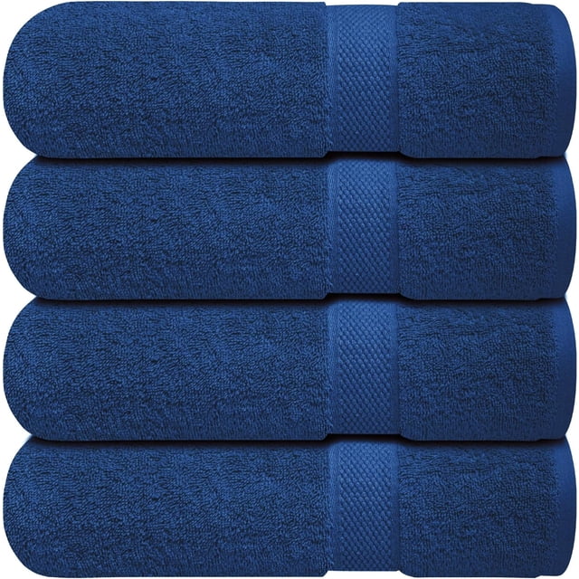 Infinitee Xclusives Premium Navy Blue Bath Towels - Pack of 4 - 27 x 54 ...