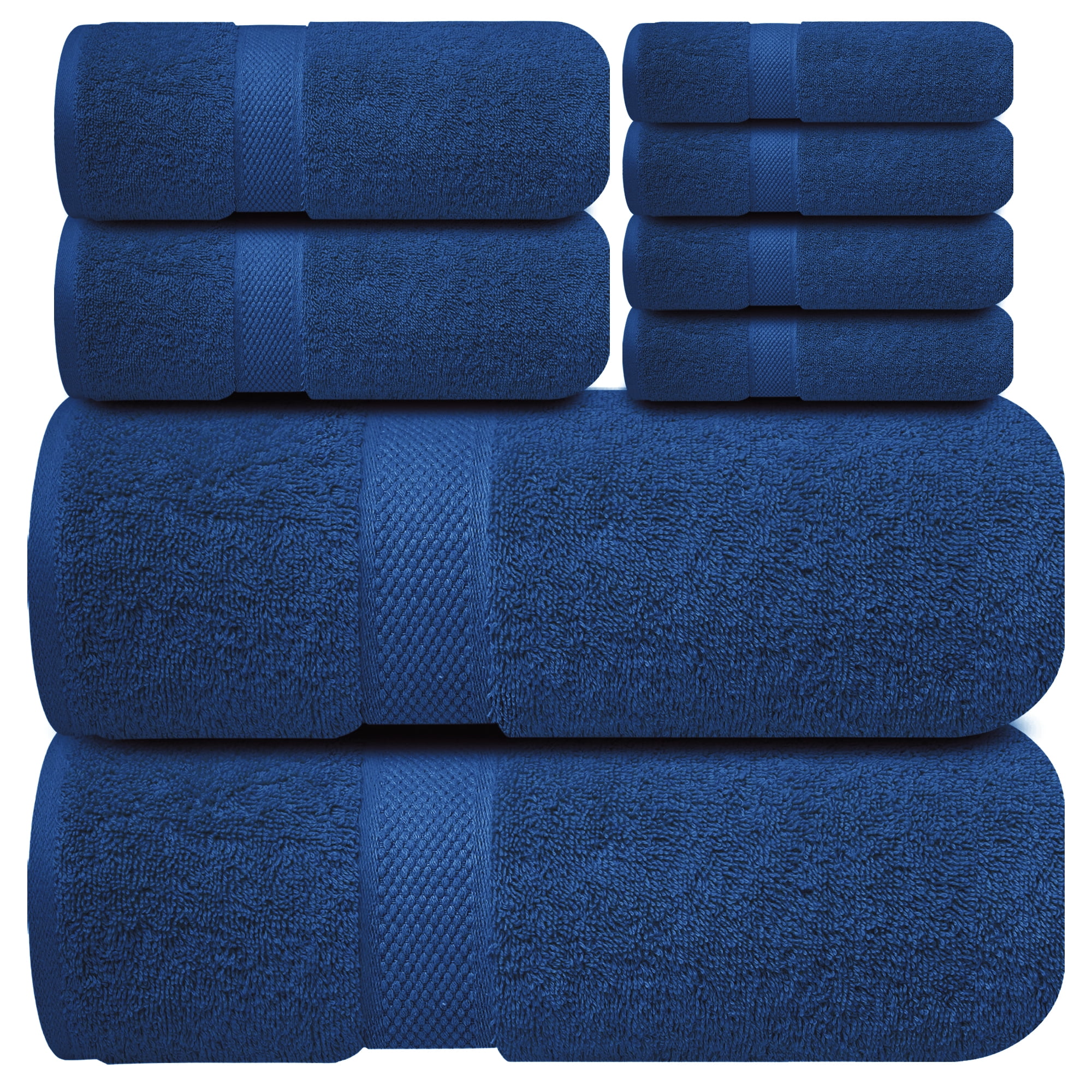 Infinitee Xclusives Premium Navy blue Bath Towel Set - [Pack of 8] - 2 ...