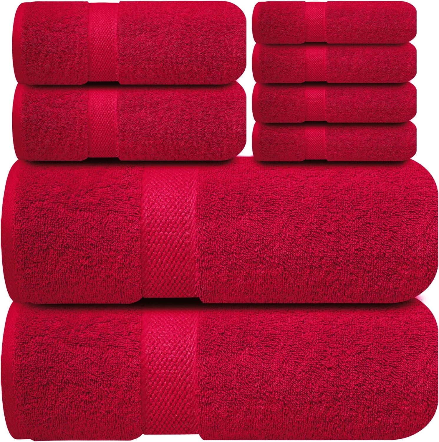 Infinitee Xclusives Premium Red Bath Towel Set - [Pack of 8] - 2 Bath ...
