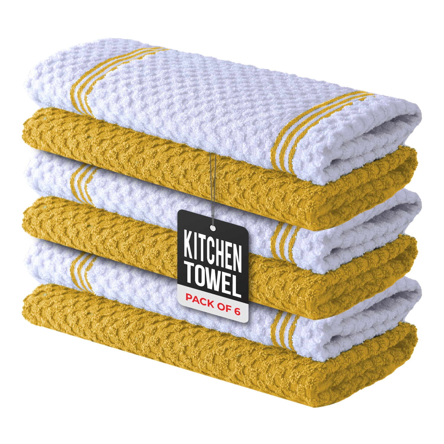 Infinitee Xclusives Yellow Kitchen Towel Pack of 6 - 100% Cotton ...