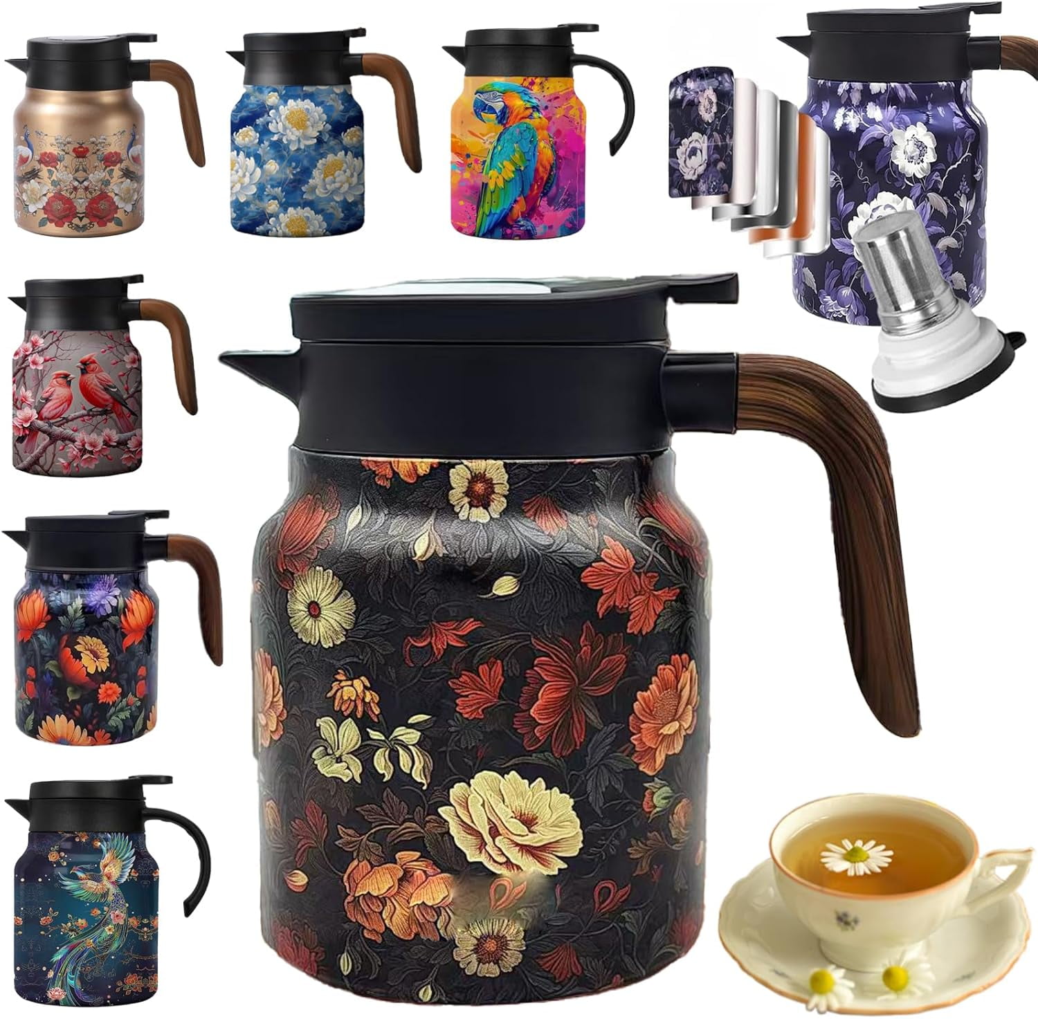 Infinitne Vintage Floral Pattern Tea – Built-In Infuser, Natubeau Tea ...