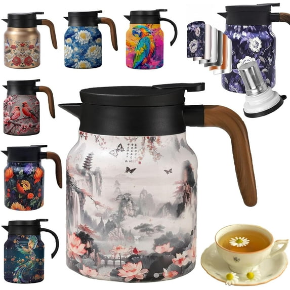 Infinitne Vintage Floral Pattern Tea – Built-In Infuser, Natubeau Tea ...