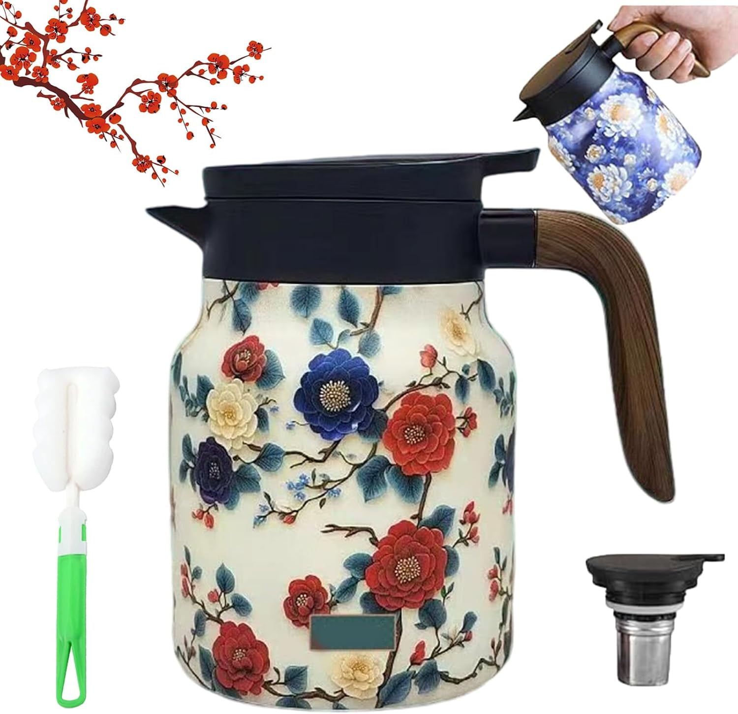 Infinitne Vintage Floral Pattern Tea– Built-in Infuser, 800ml Vintage ...
