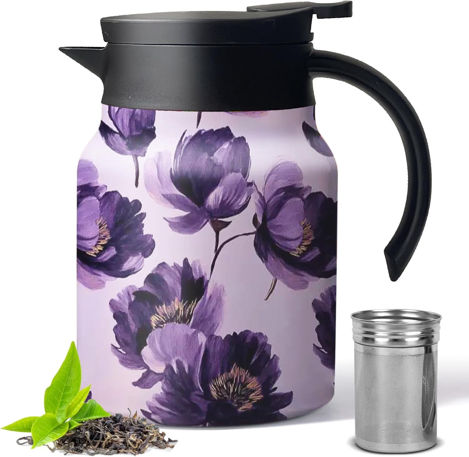 Infinitne Vintage Floral Pattern Tea Thermos – Built-In Infuser,316 ...