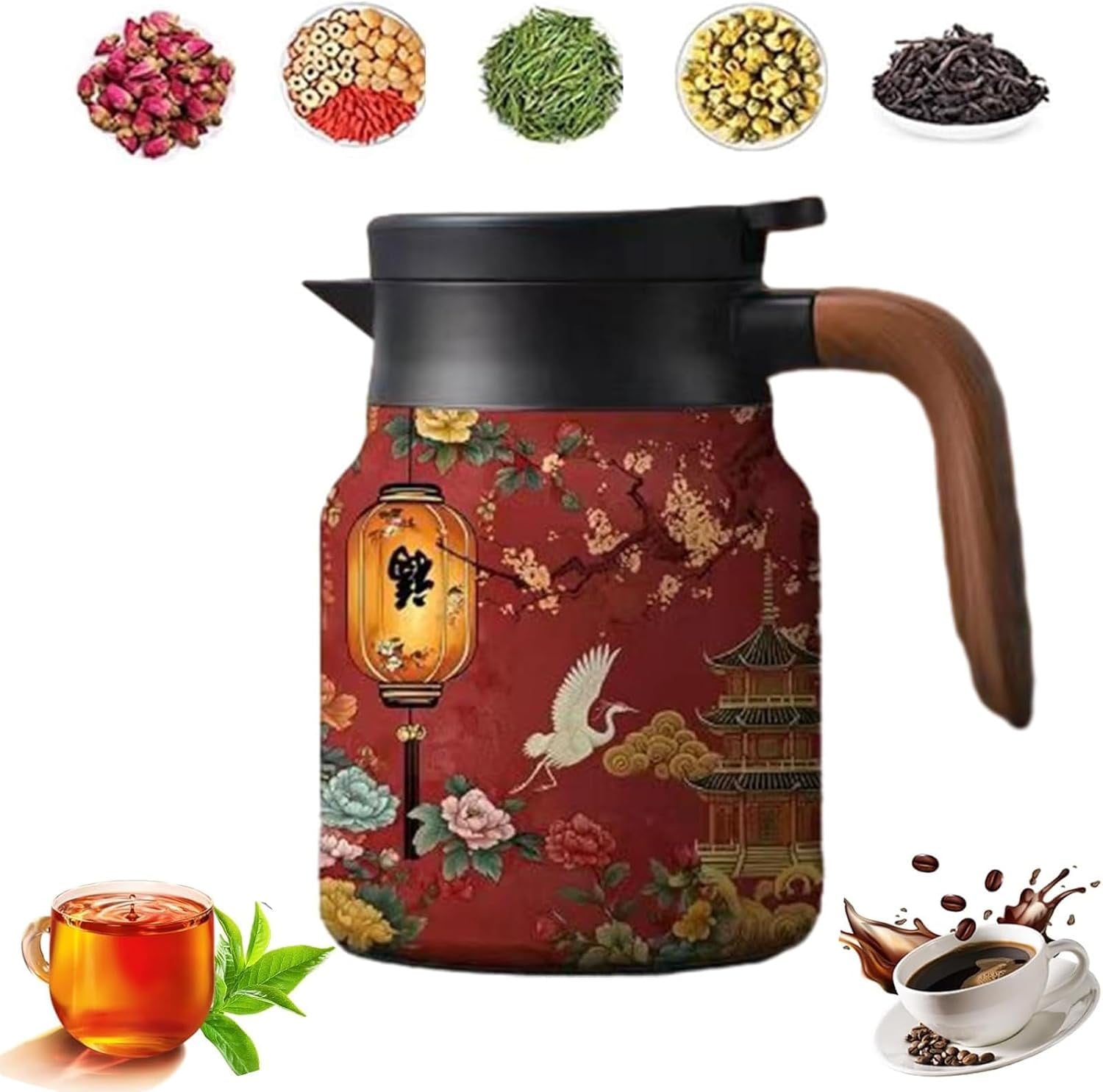 Infinitne Vintage Floral Teapot, Vintage Floral Pattern Tea Thermos ...