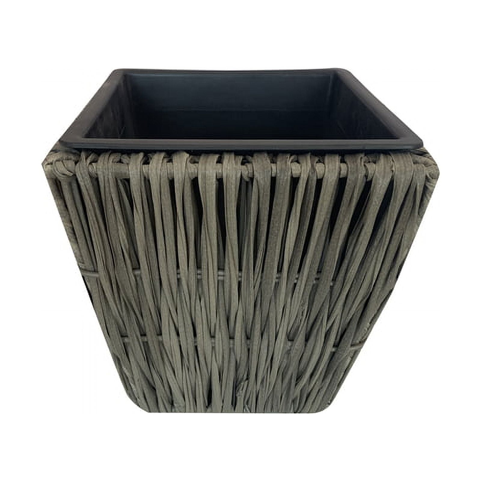 Infinity 11" Square Gray Plastic Wicker Planter - Walmart.com