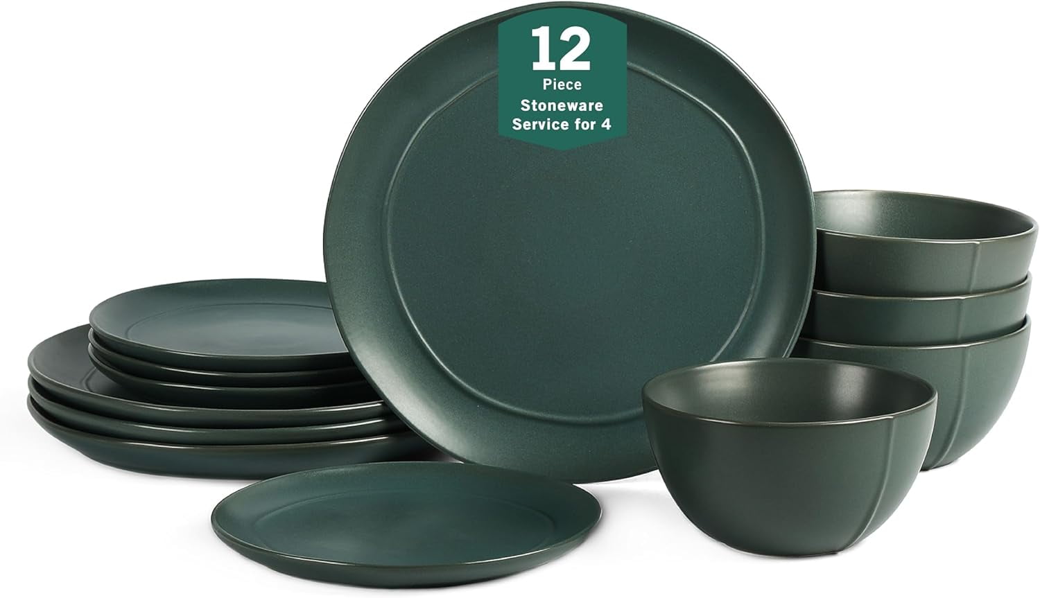 Infinity 12-Piece Dinnerware Set Stoneware, Plates and Bowls Set ...