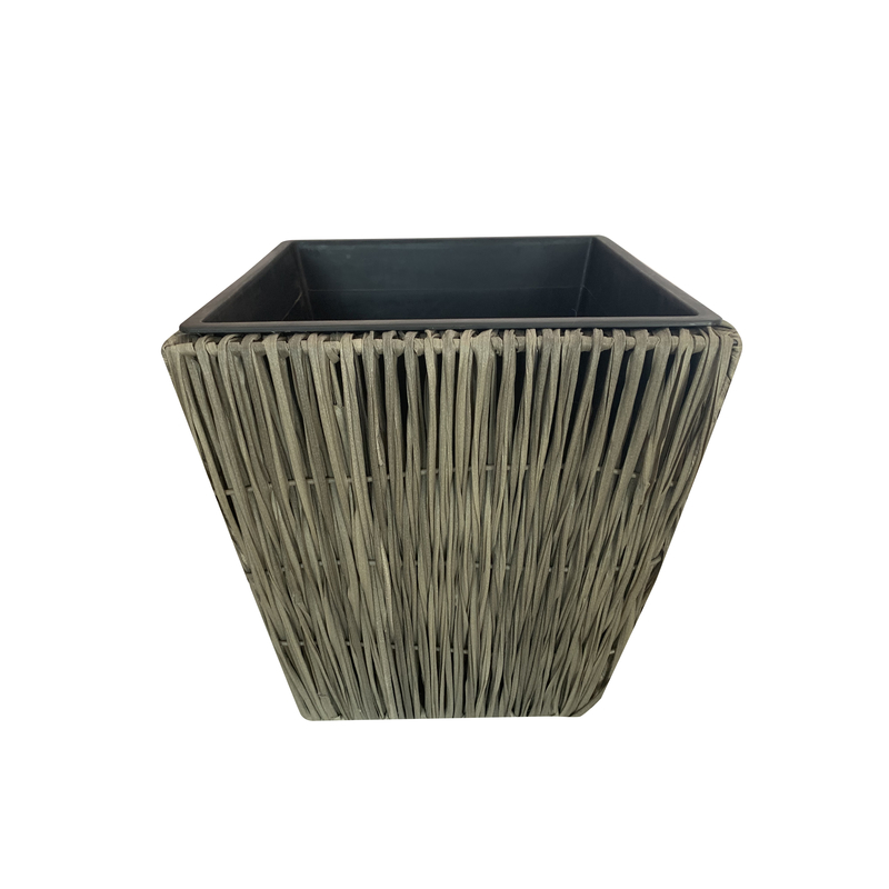 Infinity 18" Square Gray Plastic Wicker Planter - Walmart.com