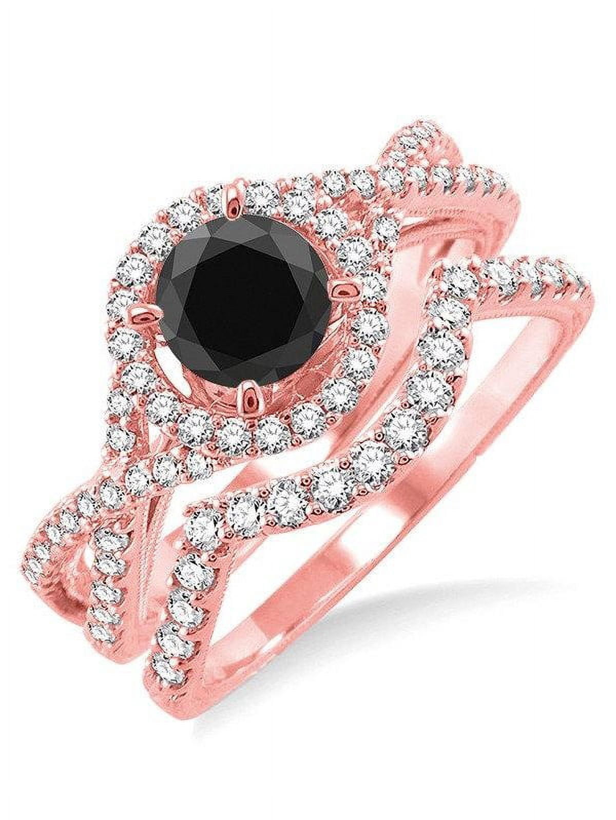 Infinity 2 Carat Round Diamond Wedding Ring Set for Women in 14k Rose ...