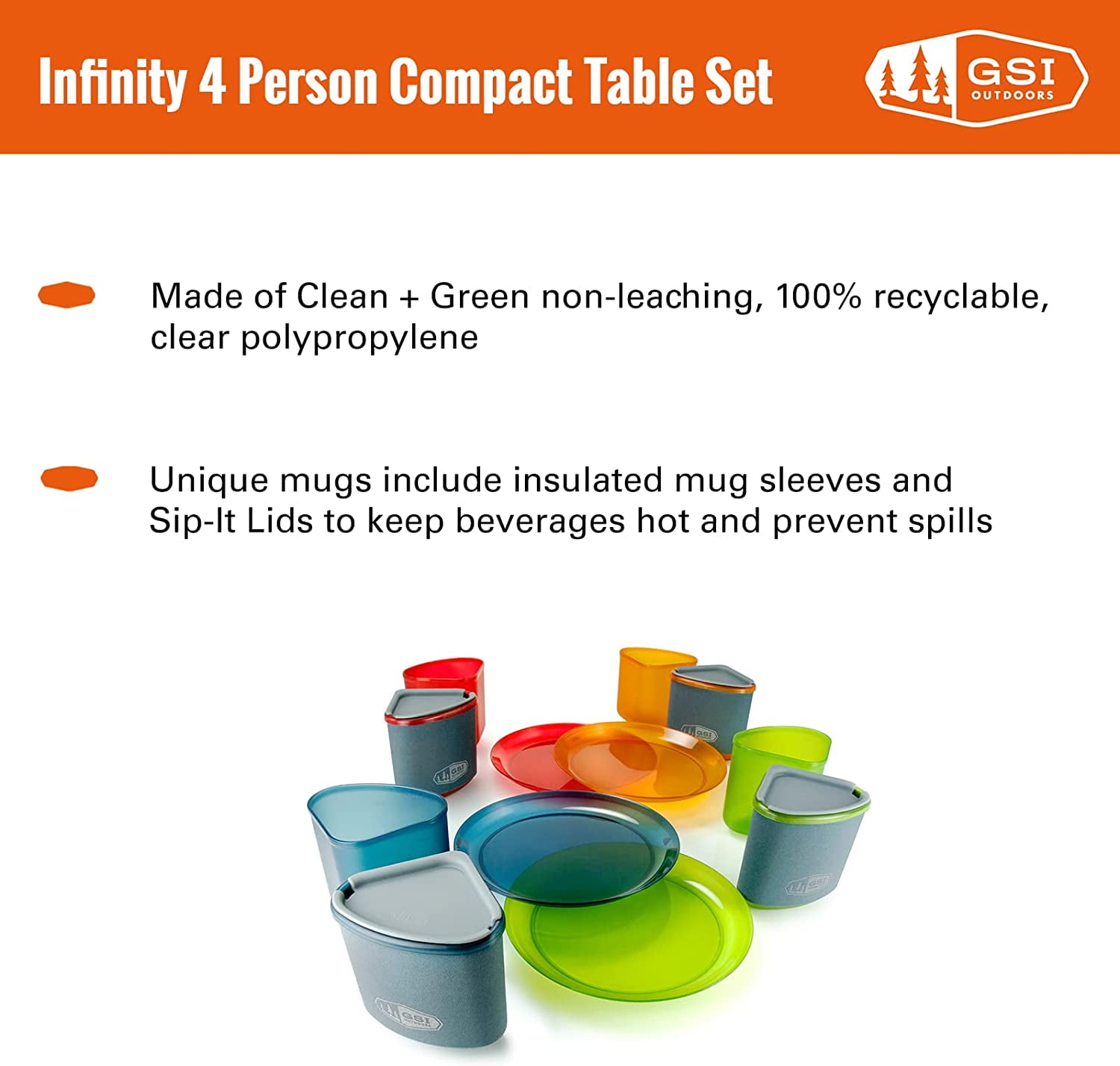 Infinity 4 Person Compact Nesting Tableset for Ultra-Light and Compact ...