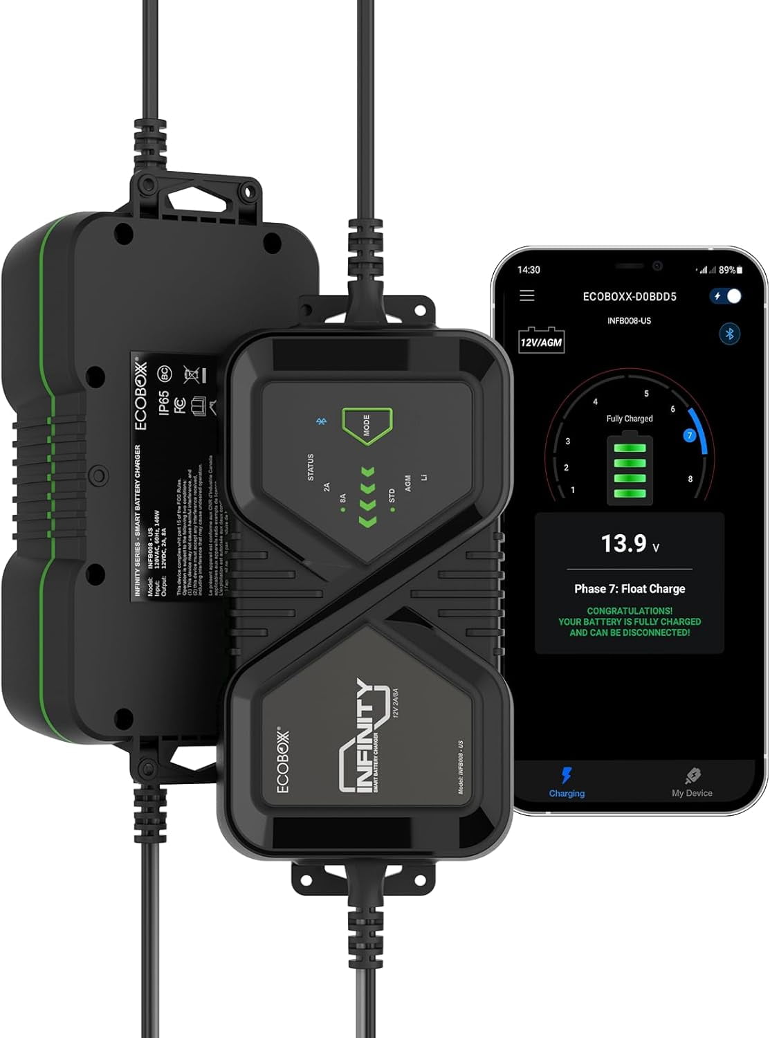 Infinity 8A Battery Charger with Bluetooth APP Monitoring, 12V ...