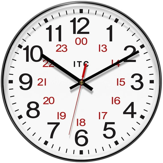 Infinity 90/1224-1 Combination 12/24 Hour Wall Clock 12 Inch Diameter ...