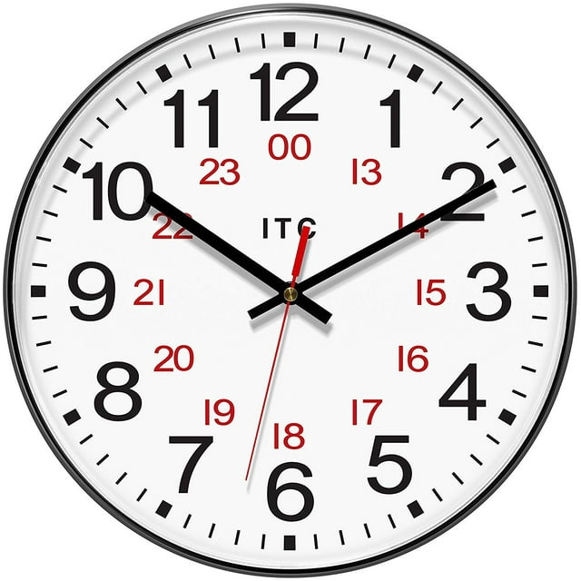 Infinity 90/1224-1 Combination 12/24 Hour Wall Clock 12 Inch Diameter, White - Walmart.com