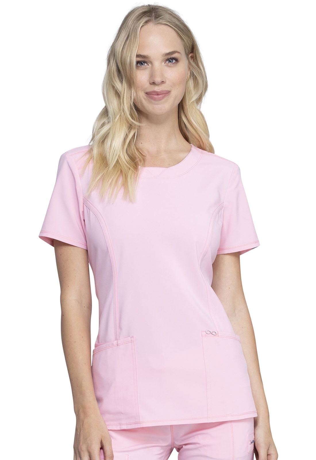 Infinity Cherokee Round Neck Nurse Scrub Tops for Women with 3 Pockets ...