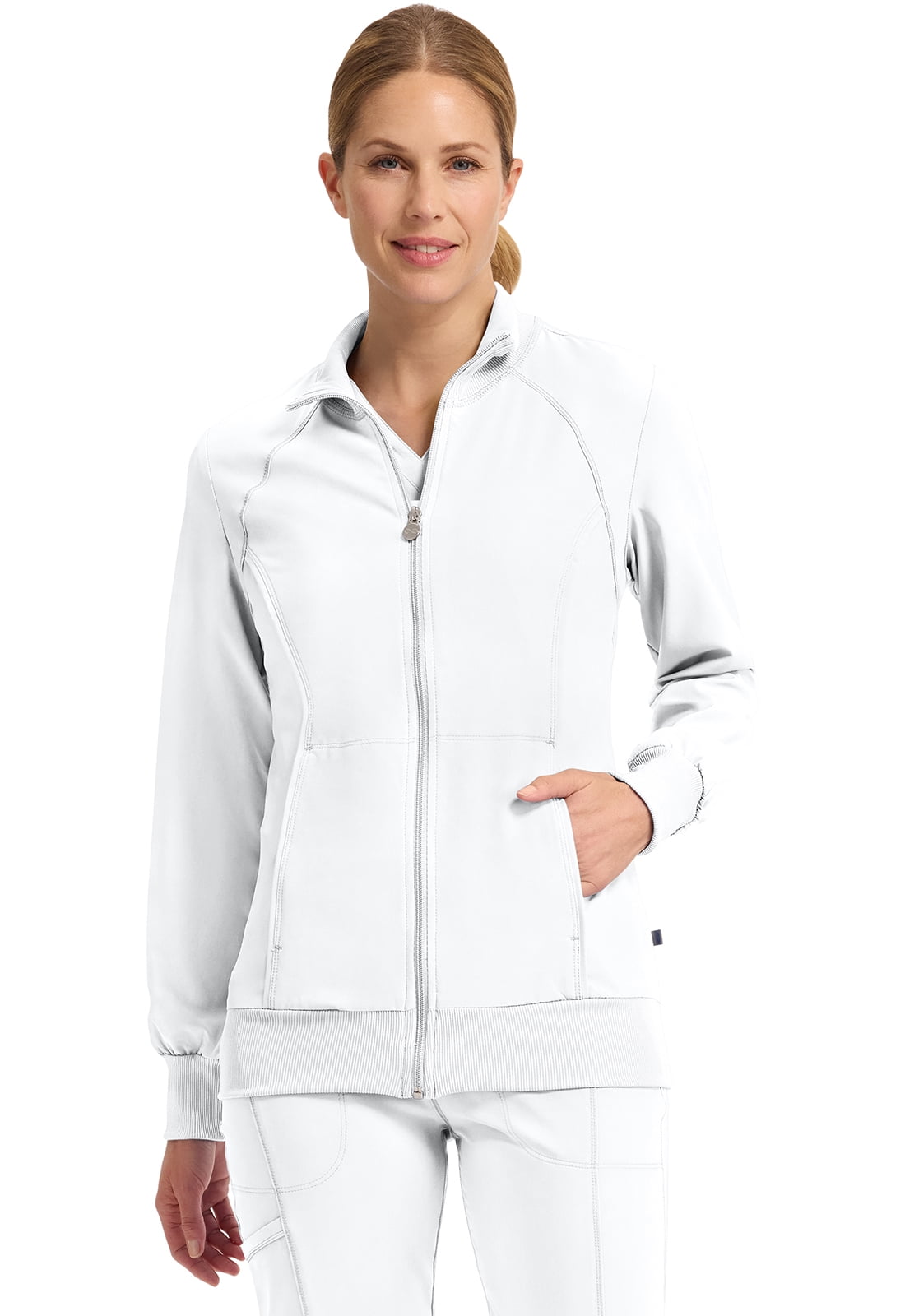 Infinity Cherokee Zip Front Scrub Jackets for Women, 4-Way Stretch ...