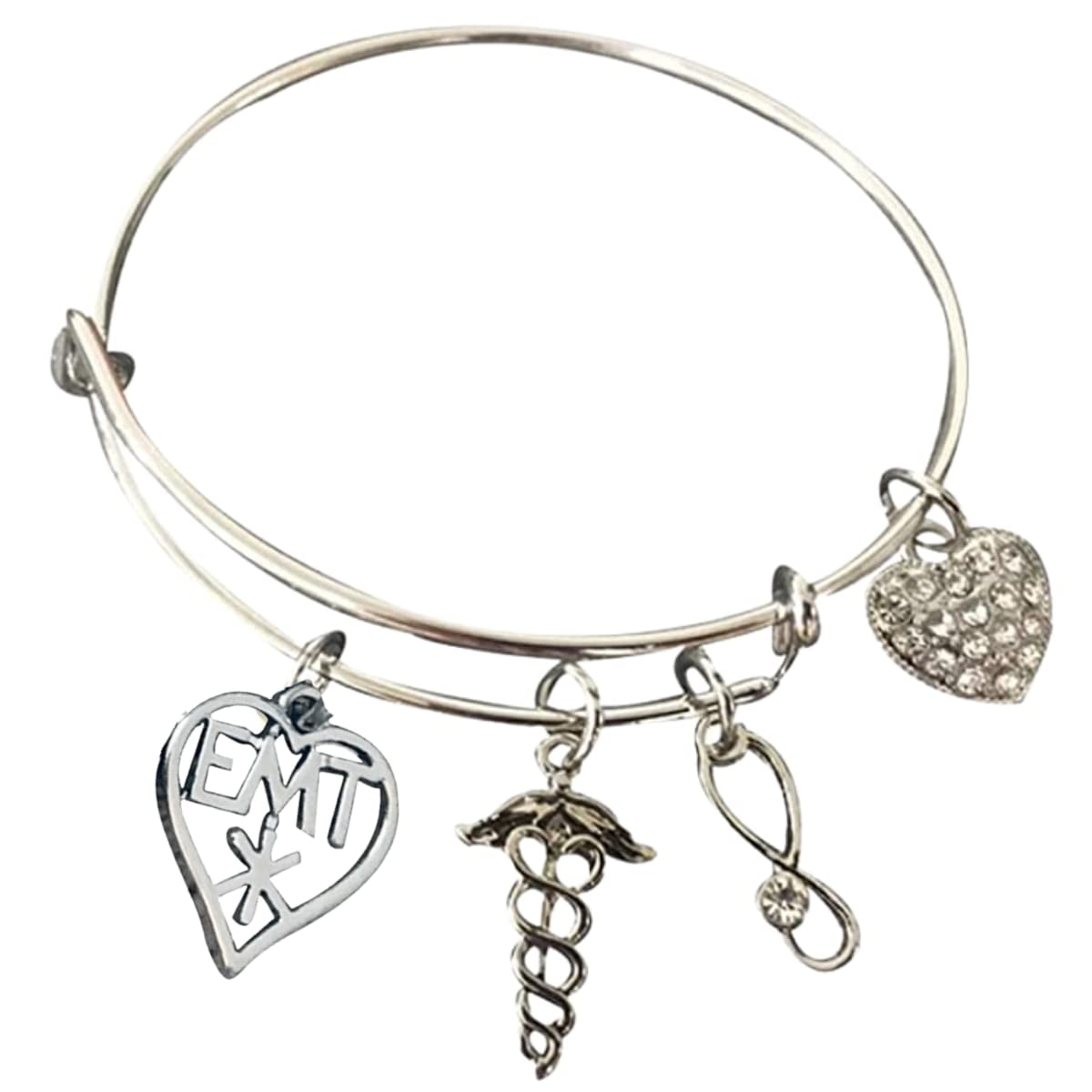 Infinity Collection EMT Charm Bangle Bracelet - Charms with Heart ...