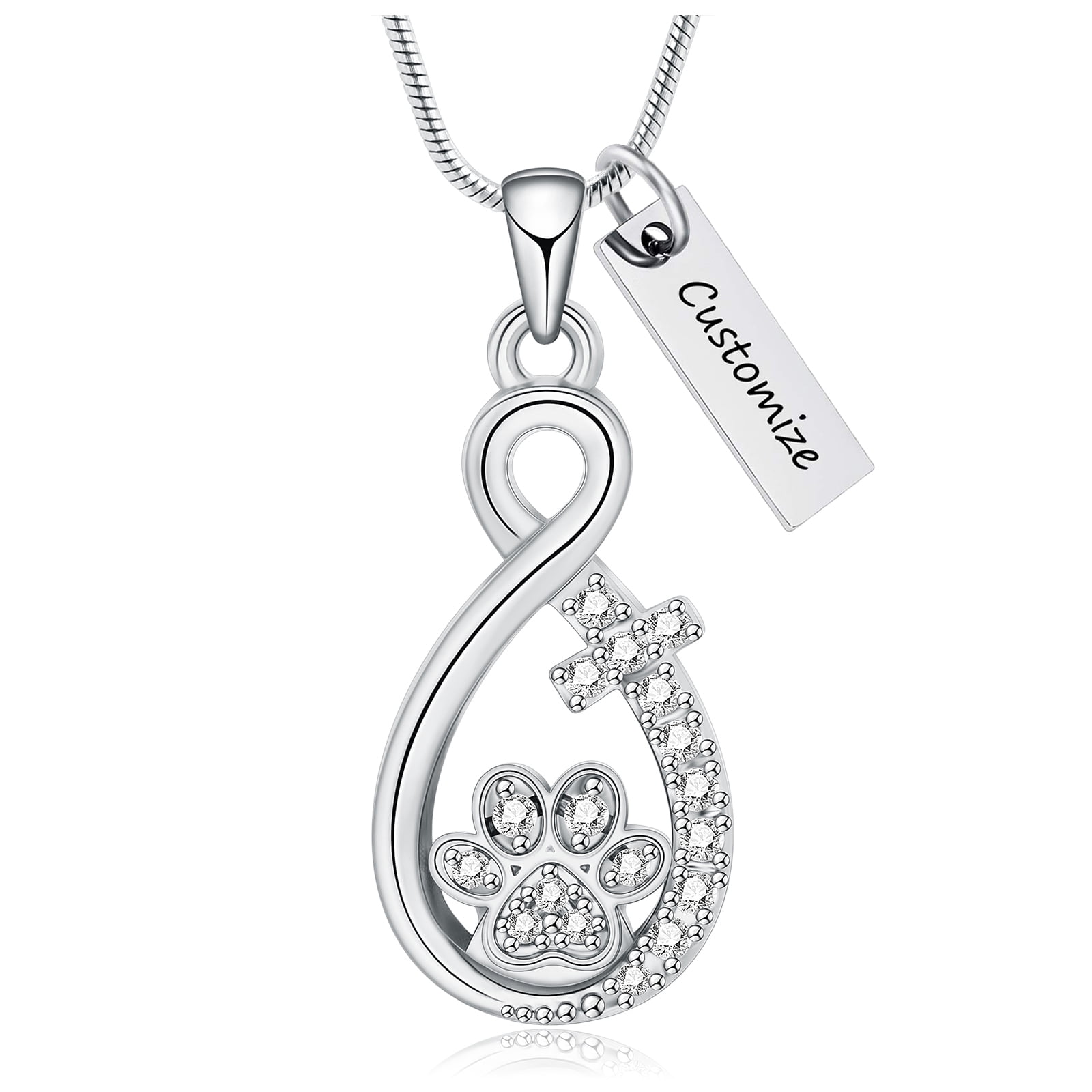 Infinity Cremation Urn Necklace for Ashes Pet Paw Print Urn Necklace ...